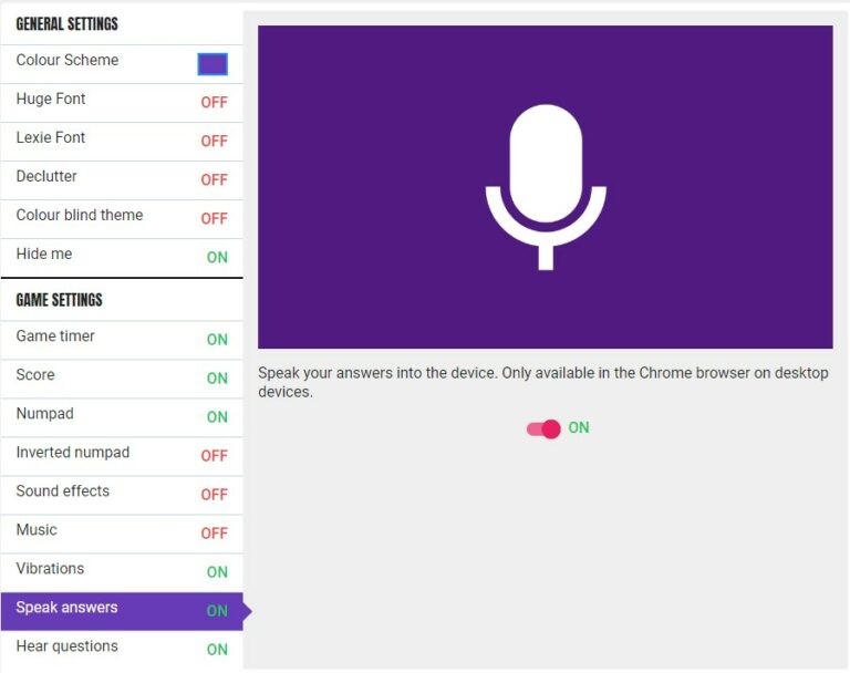 ACCESSIBILITY FEATURES ON TT ROCK STARS - Times Tables Rock Stars